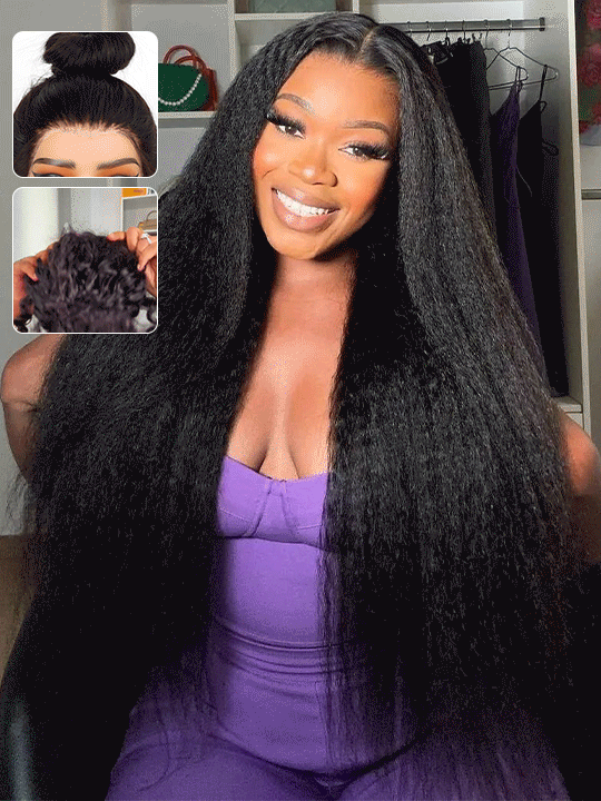 3C Newborn Hairline Invisi-Drawstring 360 Lace Wigs Kinky Straight Hair ...