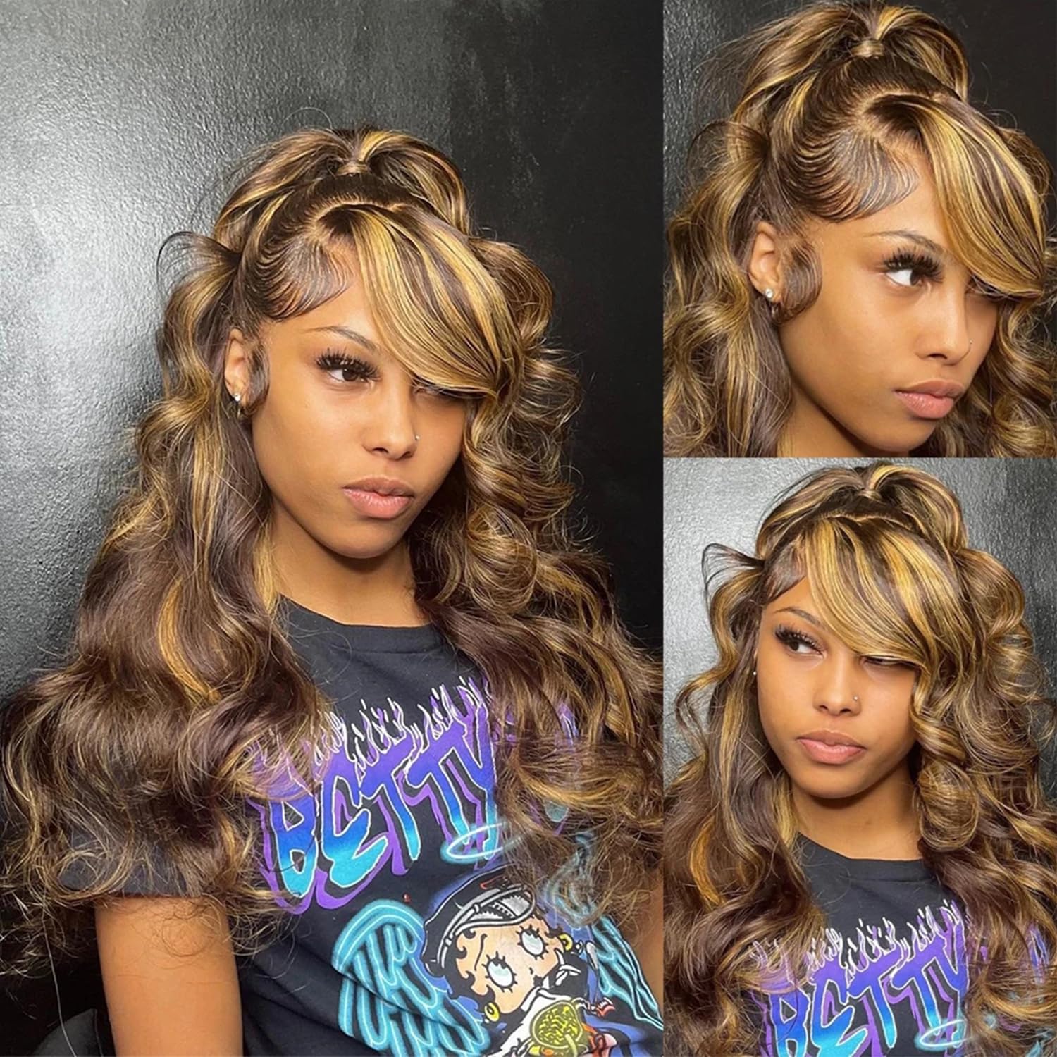 Highlight Wig 3D Body Wave Lace Front Wigs Ombre Human Hair- KissLove Hair