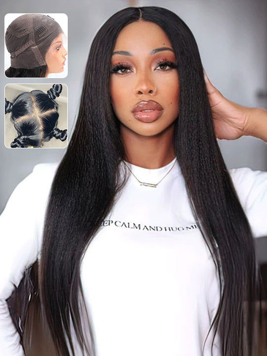 Transparent Full Lace Wig Kinky Straight Human Hair Wigs - KissLove Hair
