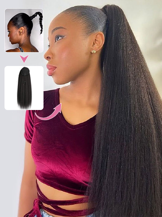 Yaki Straight Hair Ponytail Beginner Friendly Clip In Drawstring ...