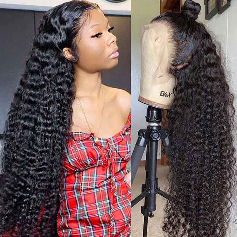 28-40 Inch Long Wig Deep Wave Human Hair Lace Wigs - KissLove Hair